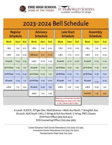 New Bell Schedule for 2023-24 School Year – Erie High School